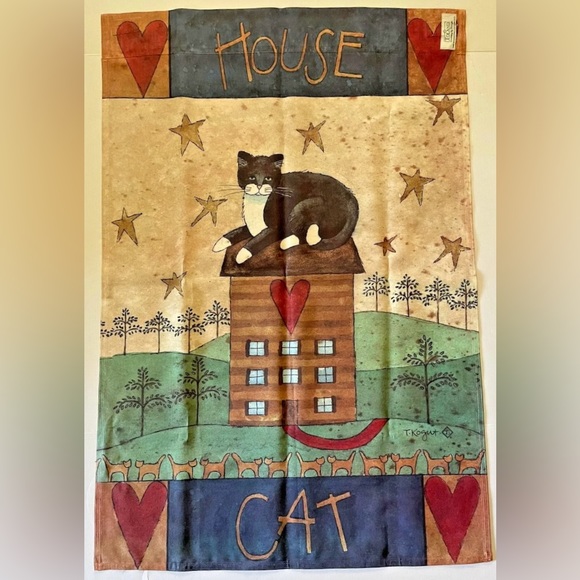 Toland | Accents | Toland House Cat 24 X 35 Folk Art Country House Cat ...